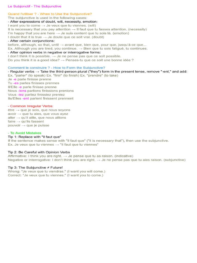 Le Subjonctif | PDF