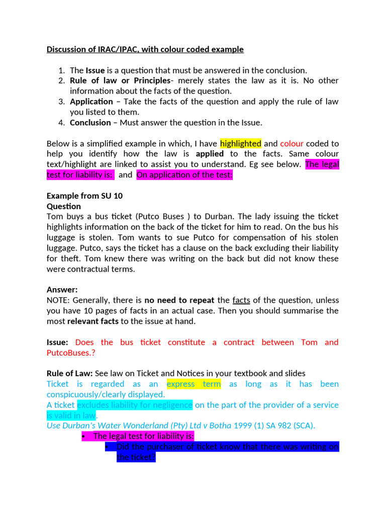 Example of FIRAC Colour Coded 2023 | PDF | Legal Liability | Legal Concepts