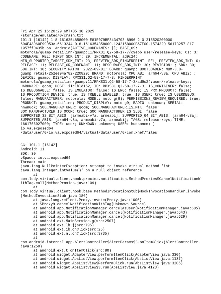 Crash | PDF | Java (Programming Language) | Android (Operating System)