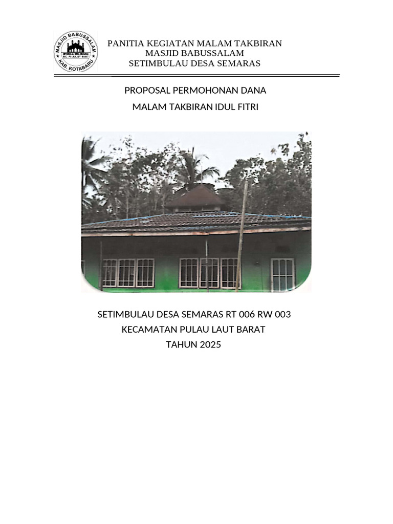 Proposal Permohonan Dana Idul Fitri 2025 | PDF