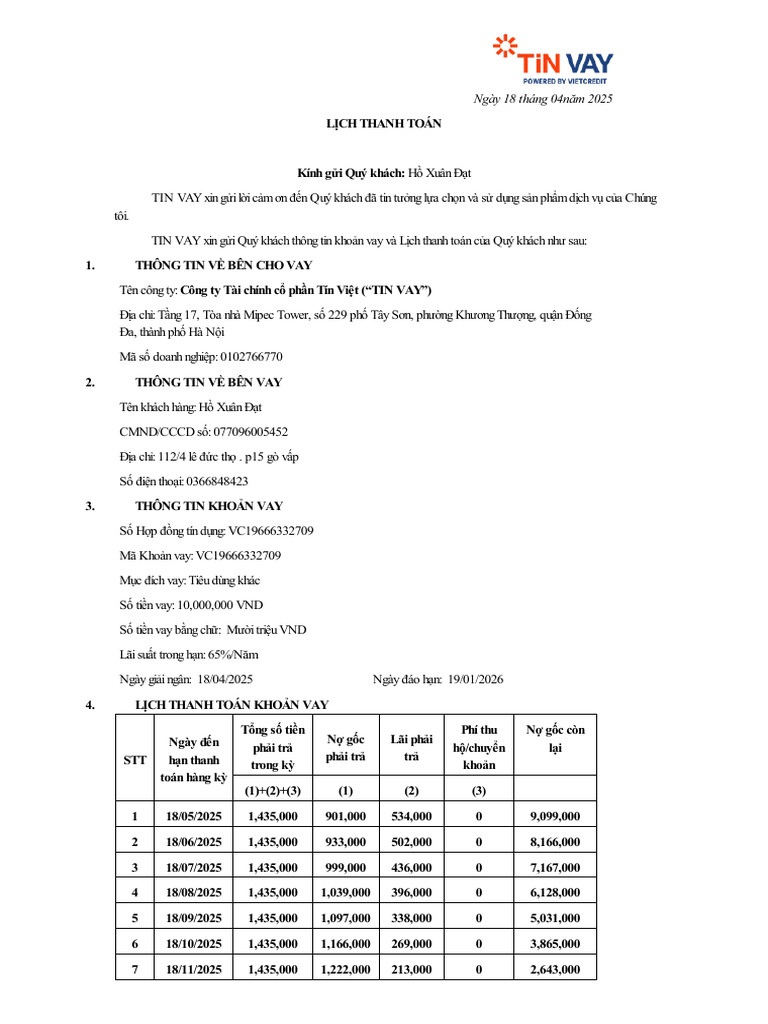 VC19666332709 20250418 Payment | PDF