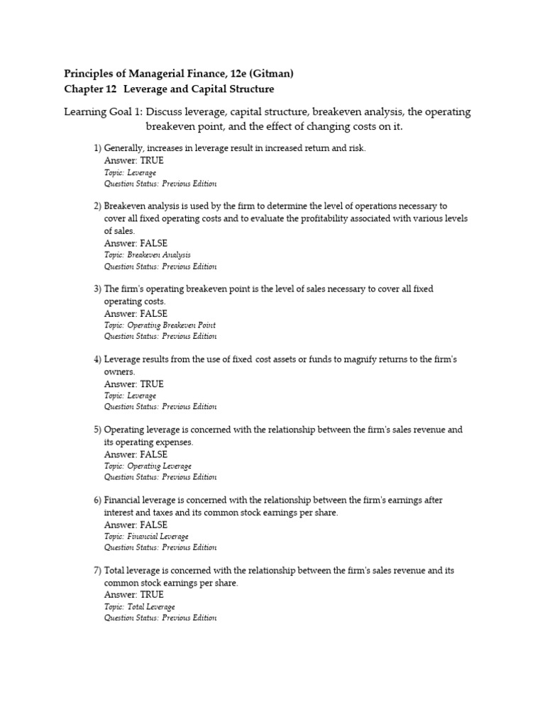 Leverage Solution | PDF | Capital Structure | Leverage (Finance)