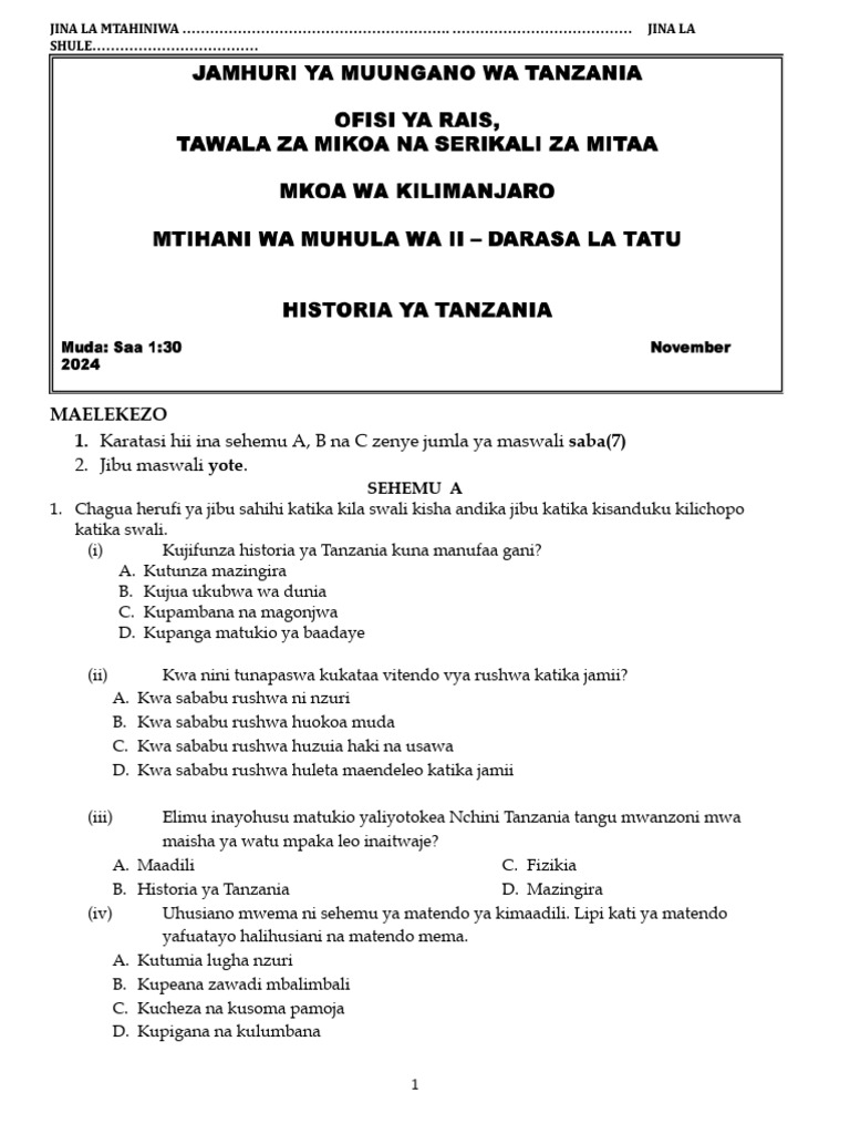 Historia Ya Tanzania | PDF