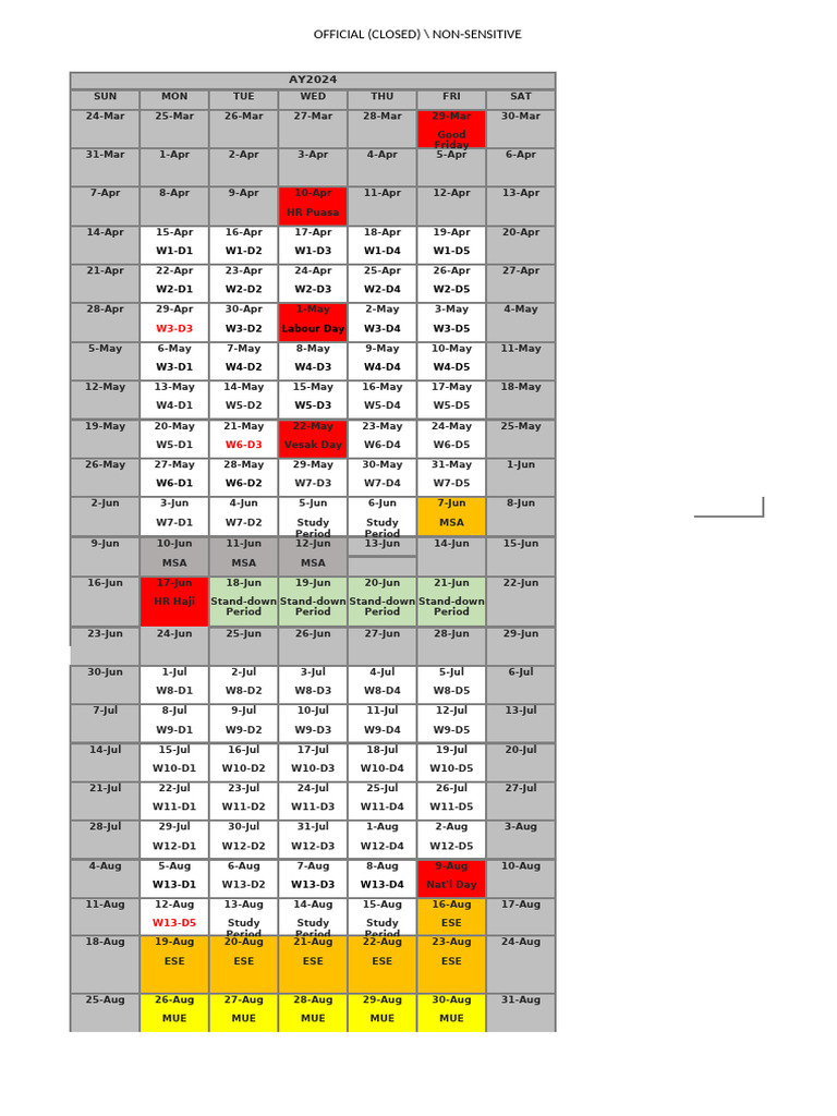 AY2024 Academic Calendar | PDF