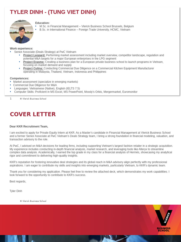 Tyler Dinh KKR Cover Letter | PDF | Health Care | Business