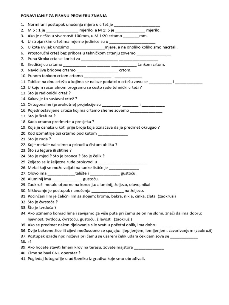 Pitanja Za Ponavljanje TK7 | PDF