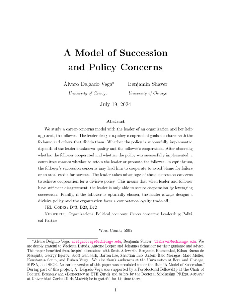 Succession Dynamics in Leadership Models | PDF | Neville Chamberlain ...