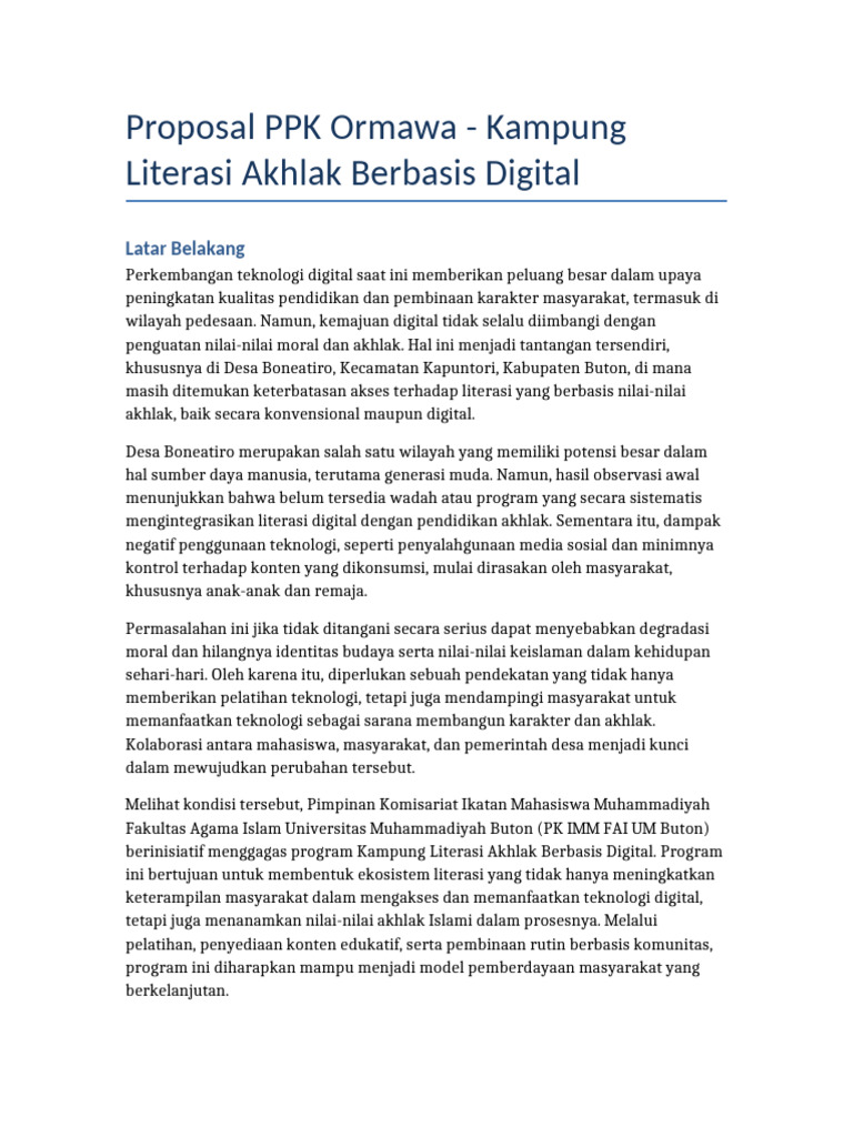 Proposal PPK Ormawa Boneatiro Part1 | PDF