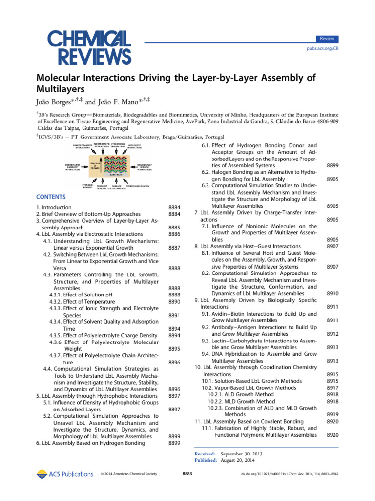 Mano Borges 2014 Molecular Interactions Driving the Layer by Layer Assembly of Multilayers | PDF ...