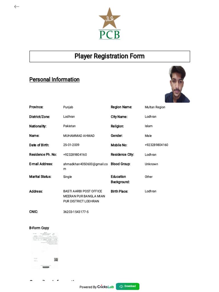 Pakistan Cricket Board (PCB) - Powered by Crickslab | PDF | Bowling ...