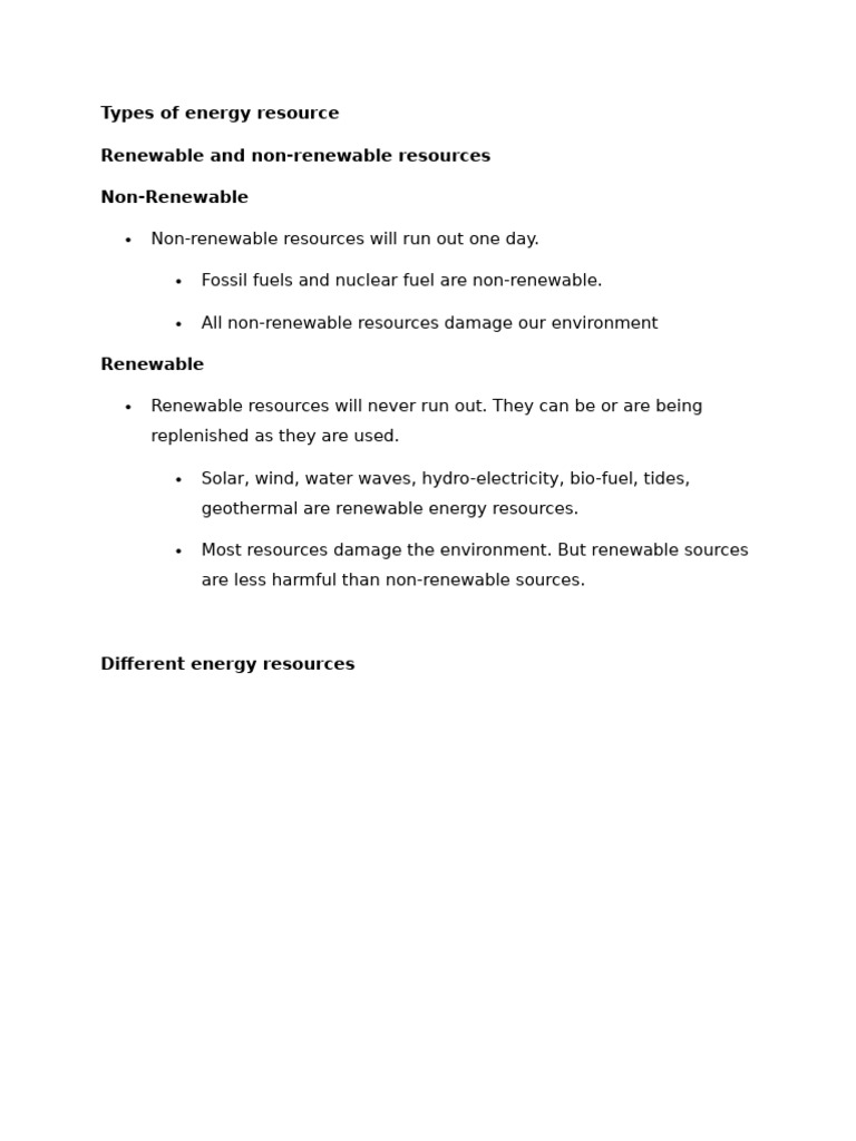 Types of Energy Resource | PDF | Renewable Energy | Biofuel