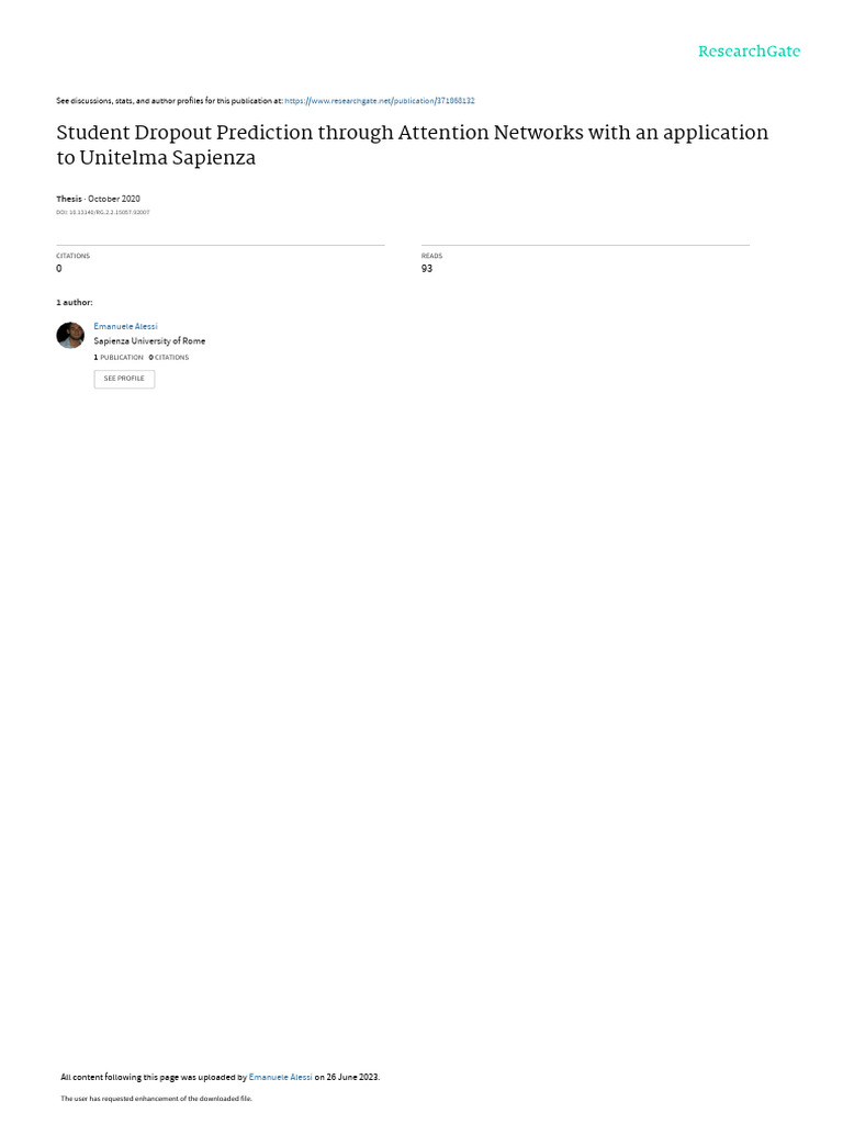 Student Dropout Prediction Through Attention Networks With An Application To Unitelma Sapienza ...