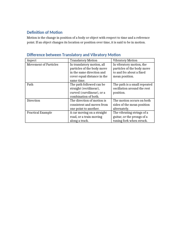 Translatory vs. Vibratory Motion Explained | PDF