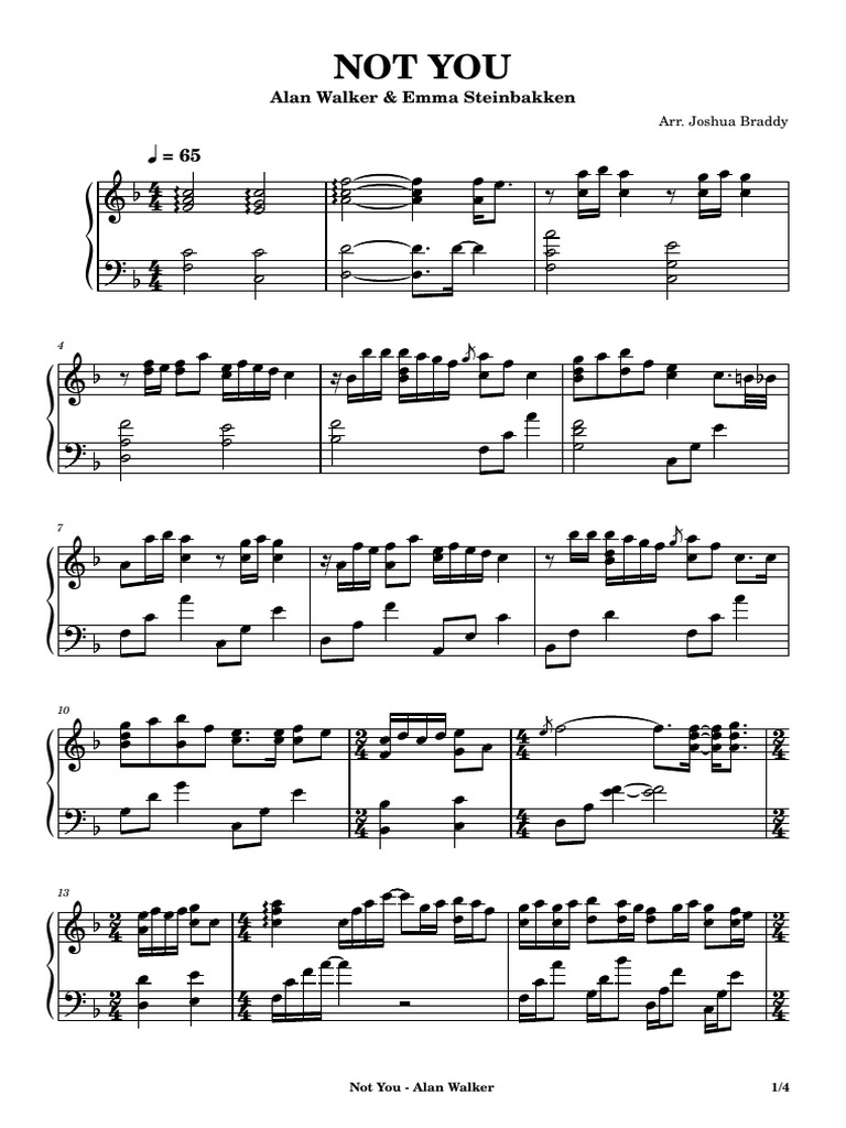 Alan Walker - Not You Piano Sheet Music | PDF