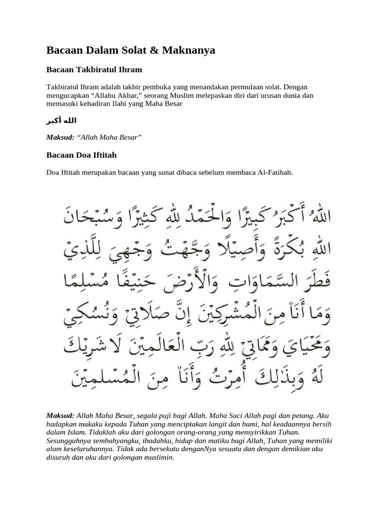 Bacaan Wajib dan Makna dalam Solat | PDF