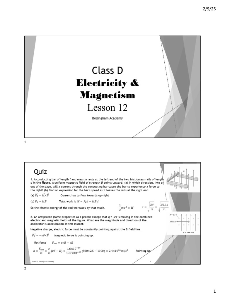 D12 Electromagnetic Force II | PDF | Electron | Magnetic Field