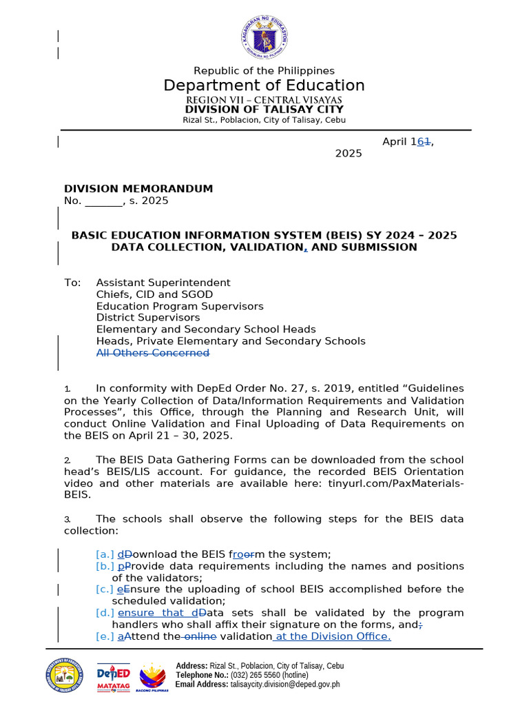 BEIS Validation SY 2024 2025 | PDF | Wash