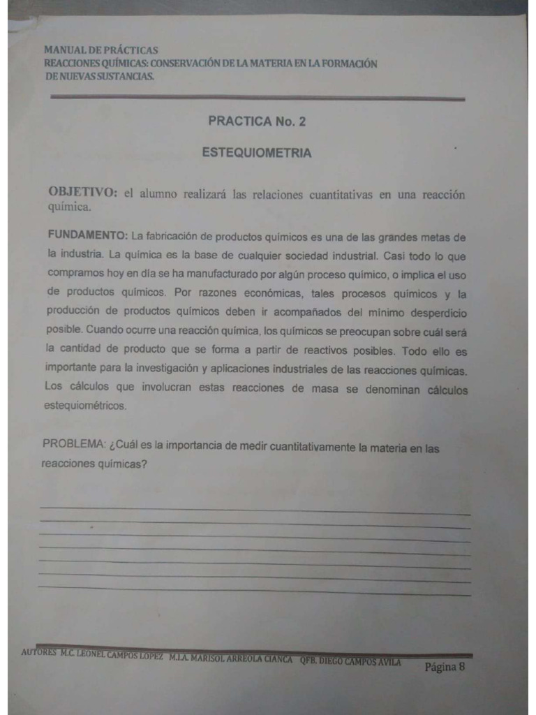 Practica 2 Reacciones Qu-Micas | PDF
