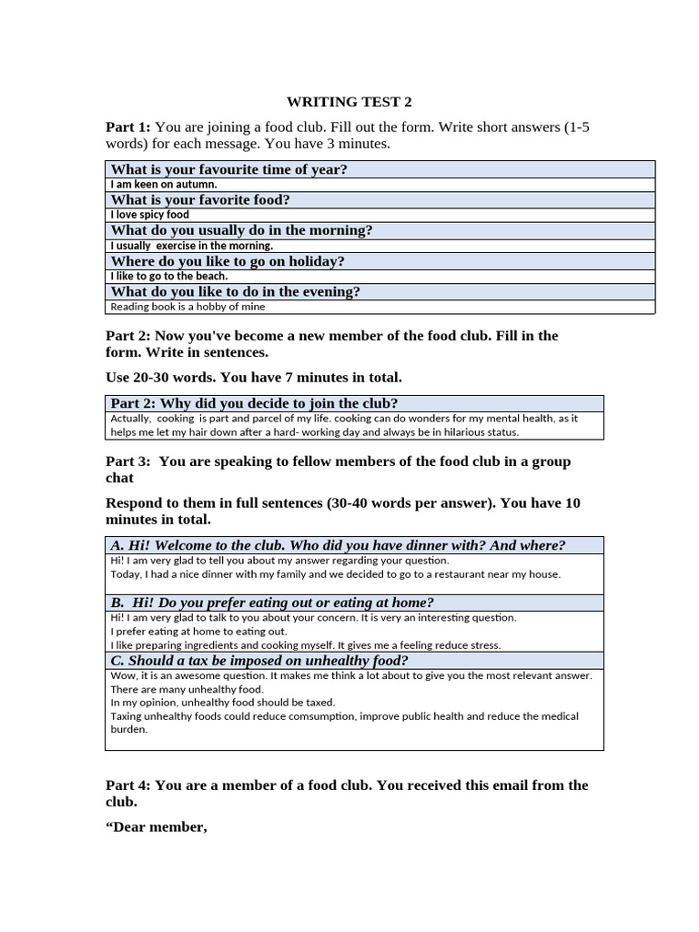Writting Test 2 | PDF