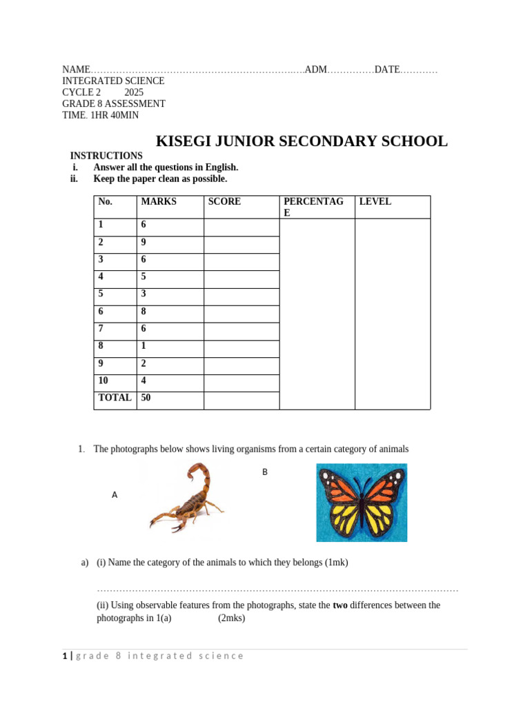 Grade 8 Integrated Science Assessment | PDF | Chemical Elements | Sets ...