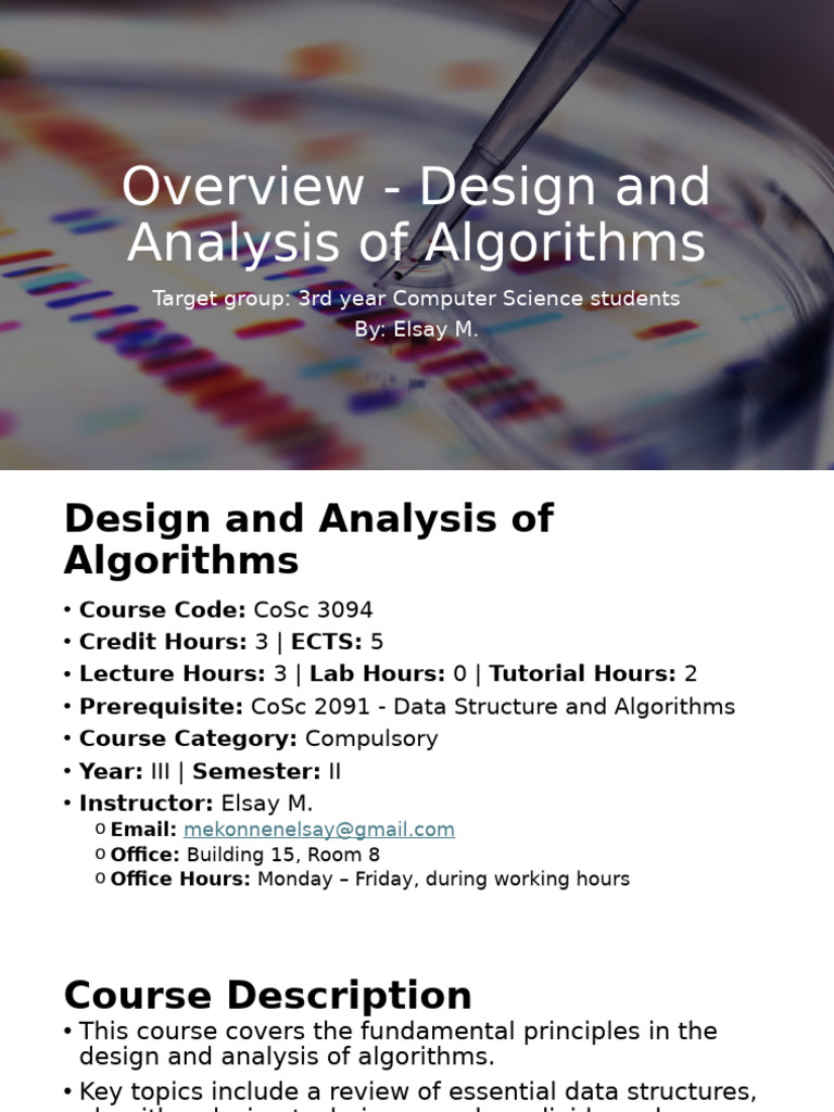 Disign and analysis of algorith - Overview | PDF | Time Complexity | Algorithms