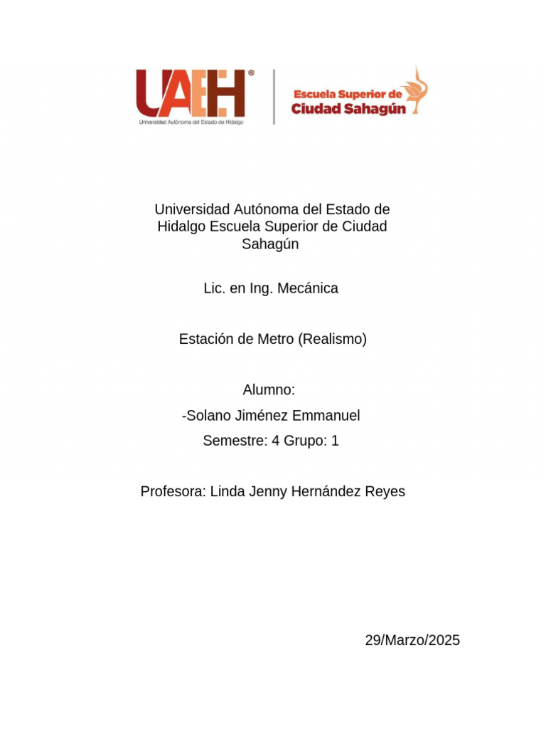 Universidad Autónoma Del Estado de Hidalgo Escuela Superior de Ciudad Sahagún | PDF