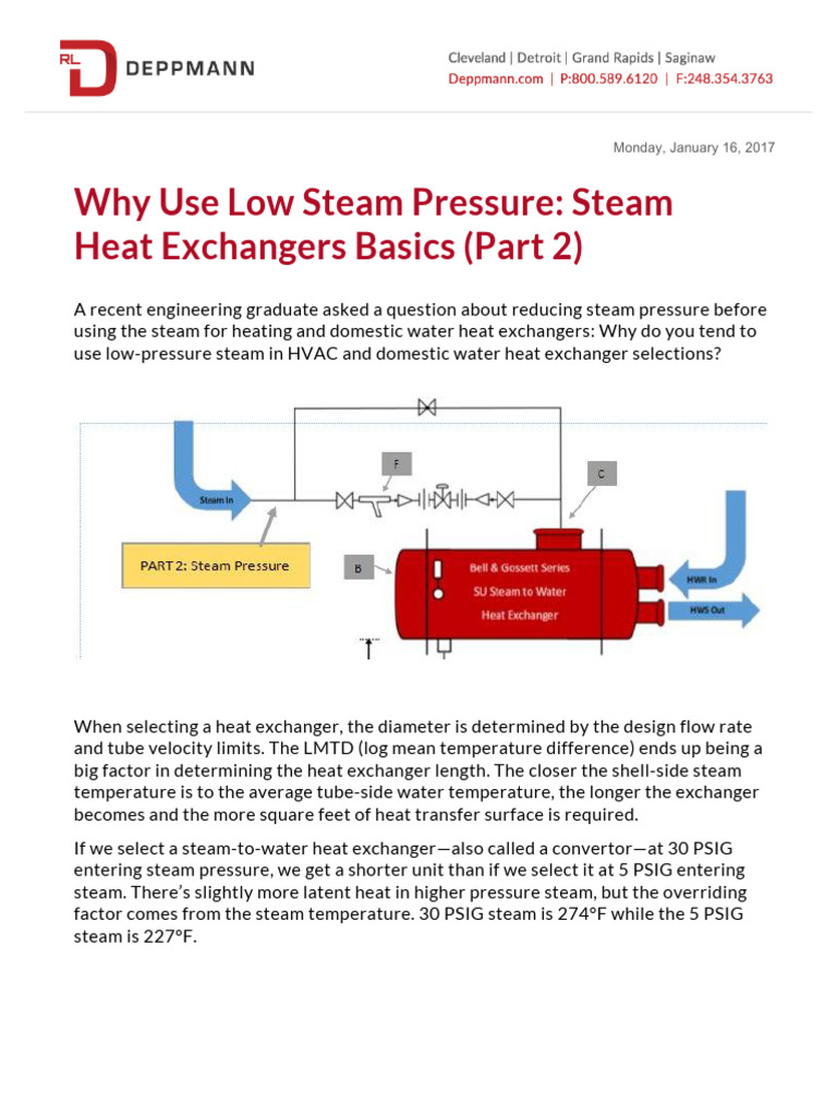 RLD - MMM - Why Use Low Steam Pressure Steam Heat Exchangers Basics ...