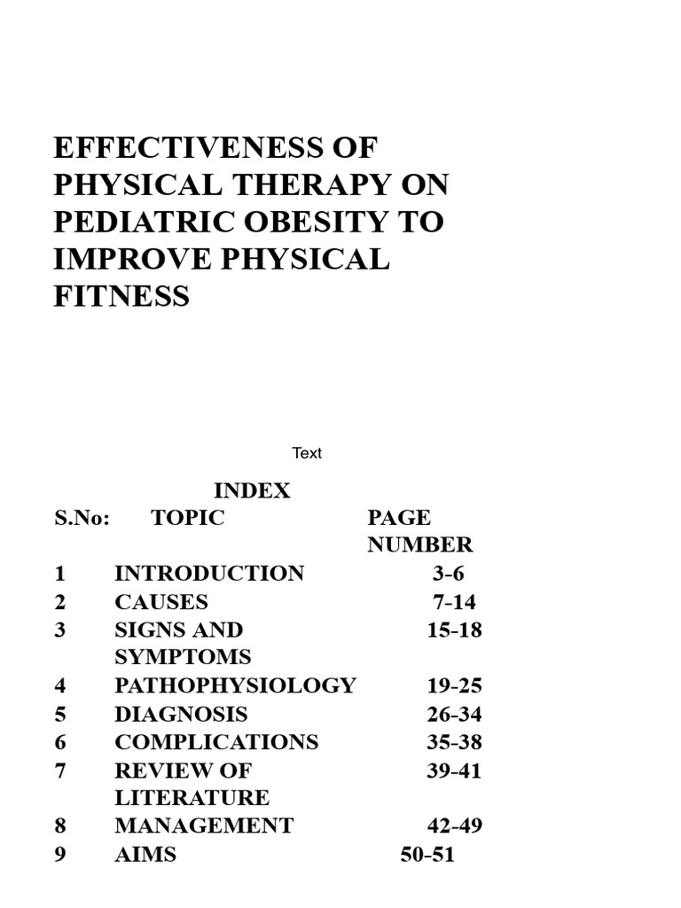 Effectiveness of Physical On Pediatric Obesity To Improve Physical Fitness Thera | PDF | Obesity ...