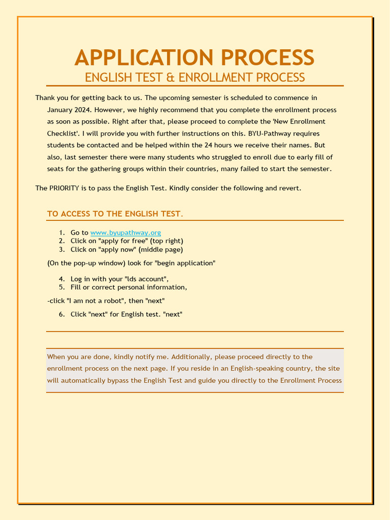 BYU Pathway Enrollment Instructions | PDF | Operating System Families ...