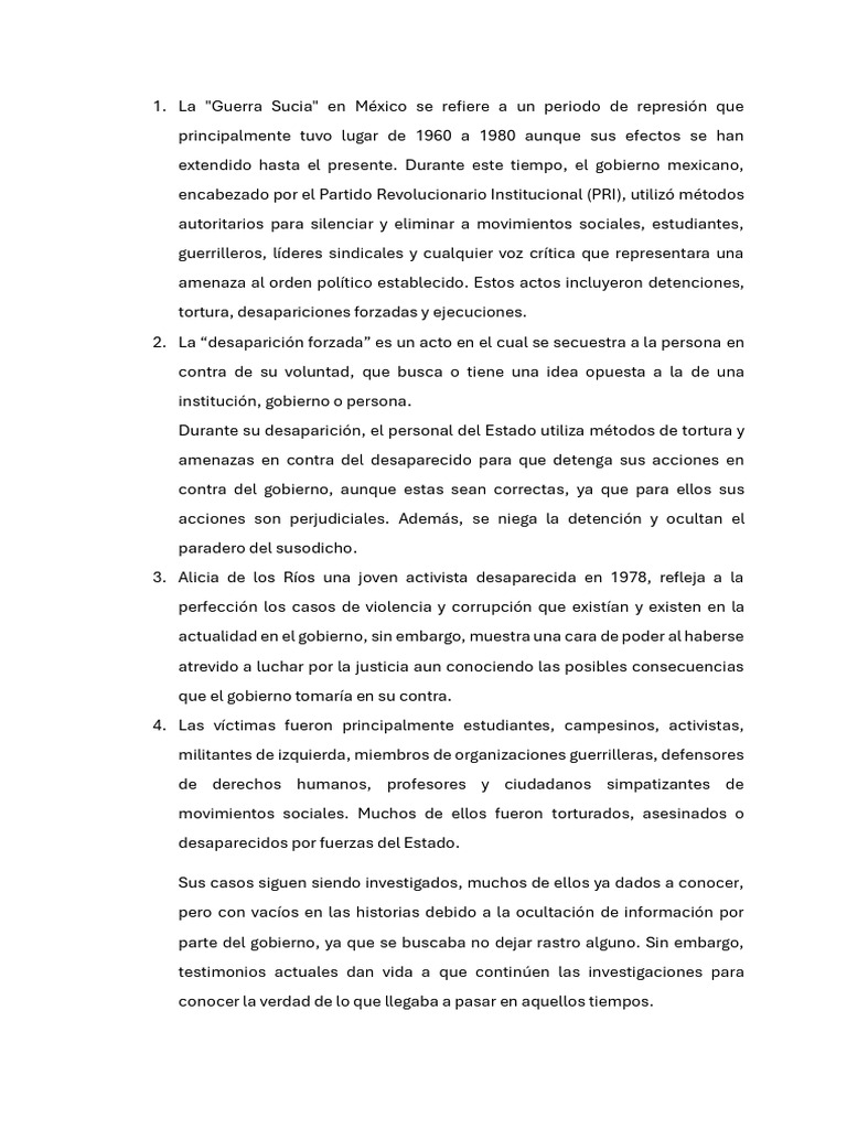 Guerra Sucia en México: Desapariciones y Justicia | PDF | Derechos ...