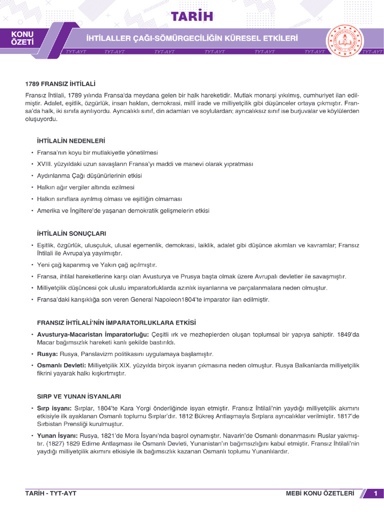 YKS Hazırlık _ TYT _ Tarih (TYT) | PDF