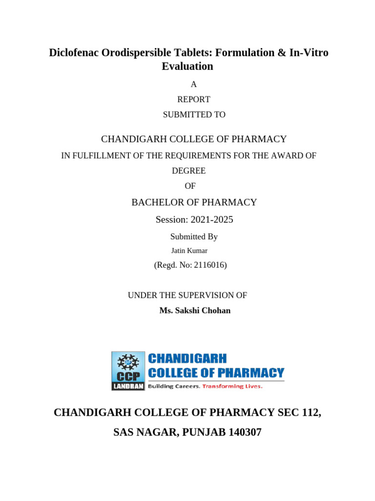 7th sem jatin kumar | PDF | Tablet (Pharmacy) | Pharmaceutical Formulation