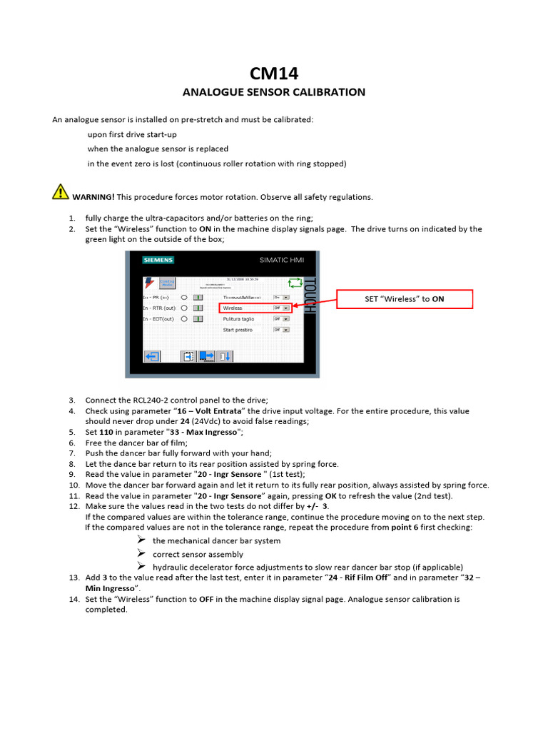 Analogue sensor calibration CM14 (EN) | PDF