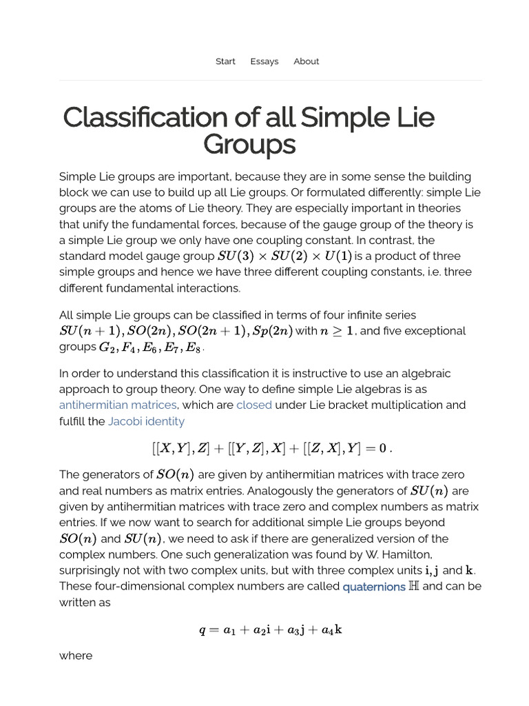 g7 Jakobschwichtenberg-Com-Classification-Of-Simple-Lie-Groups | PDF ...