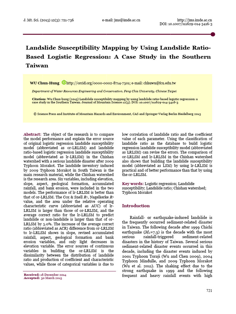 OK-LR-Wu-Landslide susceptibility mapping by using landslide ratio-based logistic regression ...