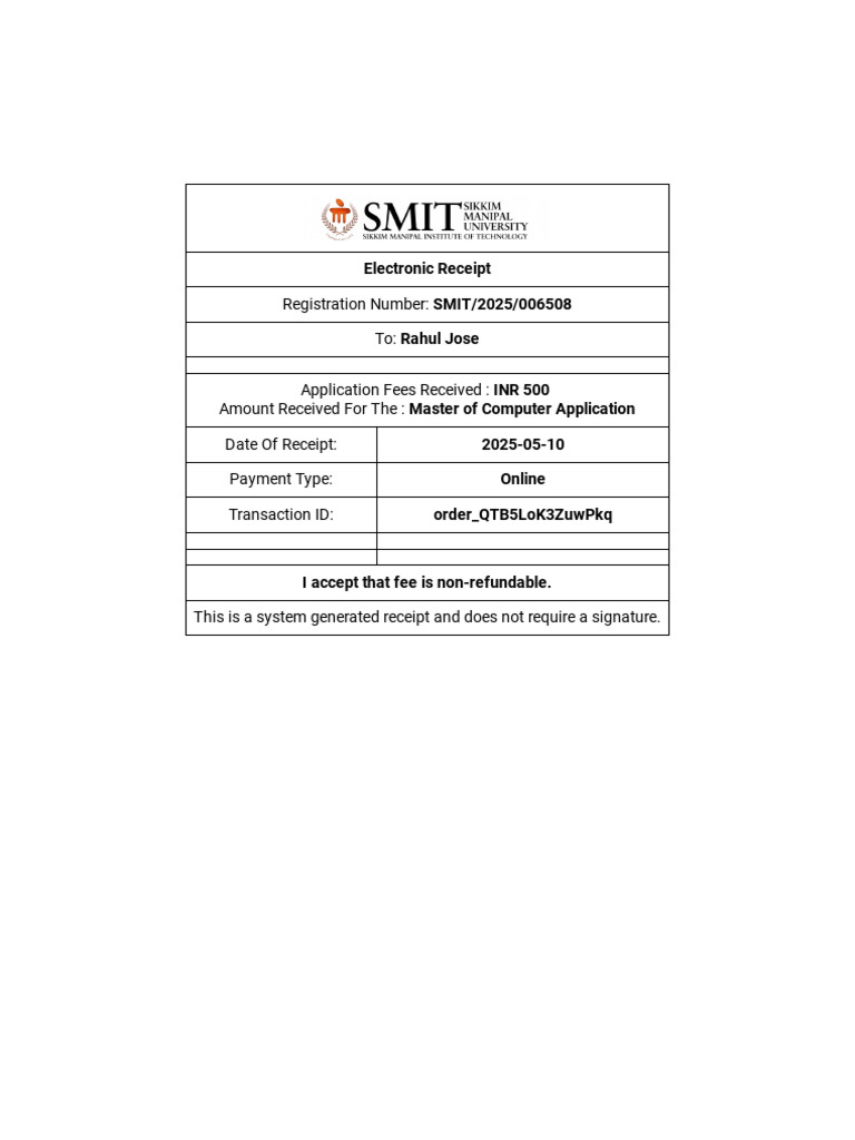 PDF Custom - Application Ereceipt PDF | PDF