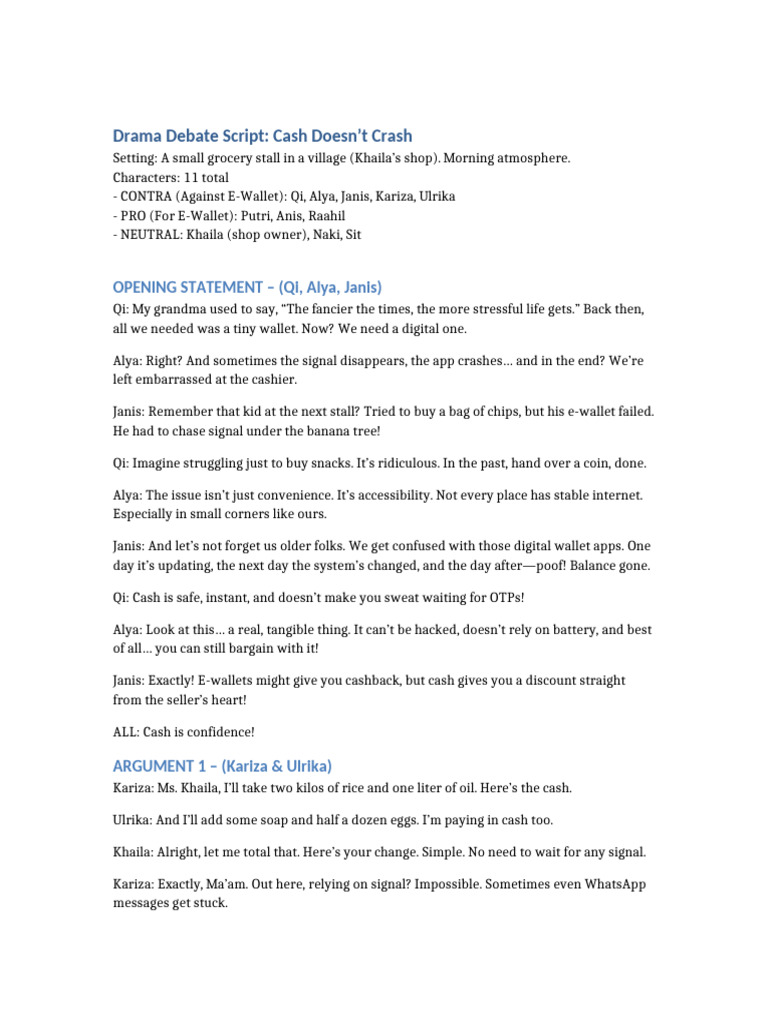 Cash Doesnt Crash Drama Script | PDF