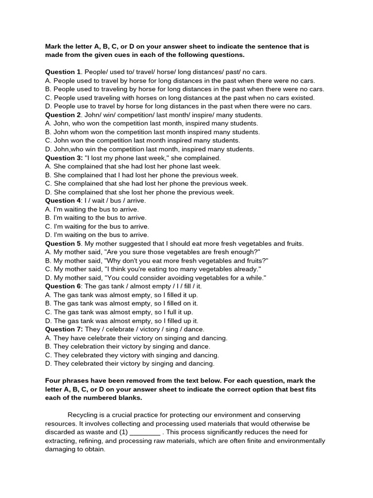 BÀI ĐỌC TIẾNG ANH (CẤP 2) - 2025-04-30T160344.574 | PDF | English Language | Recycling