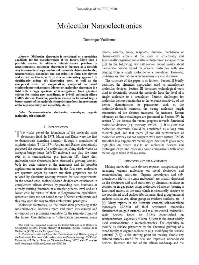 Molecular Nanoelectronics | PDF | Nanowire | Molecules