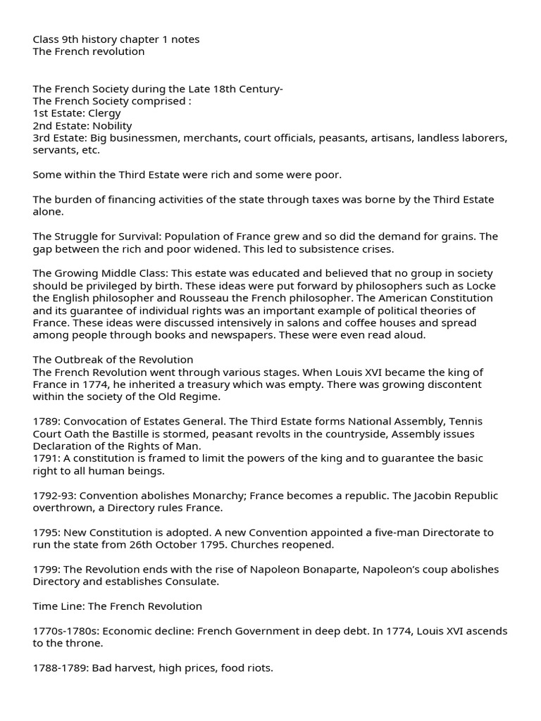 Class 9th french revolution notes | PDF | French Revolution | Politics ...