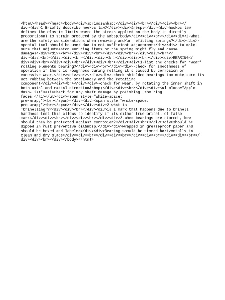 Spring and Bearing | PDF