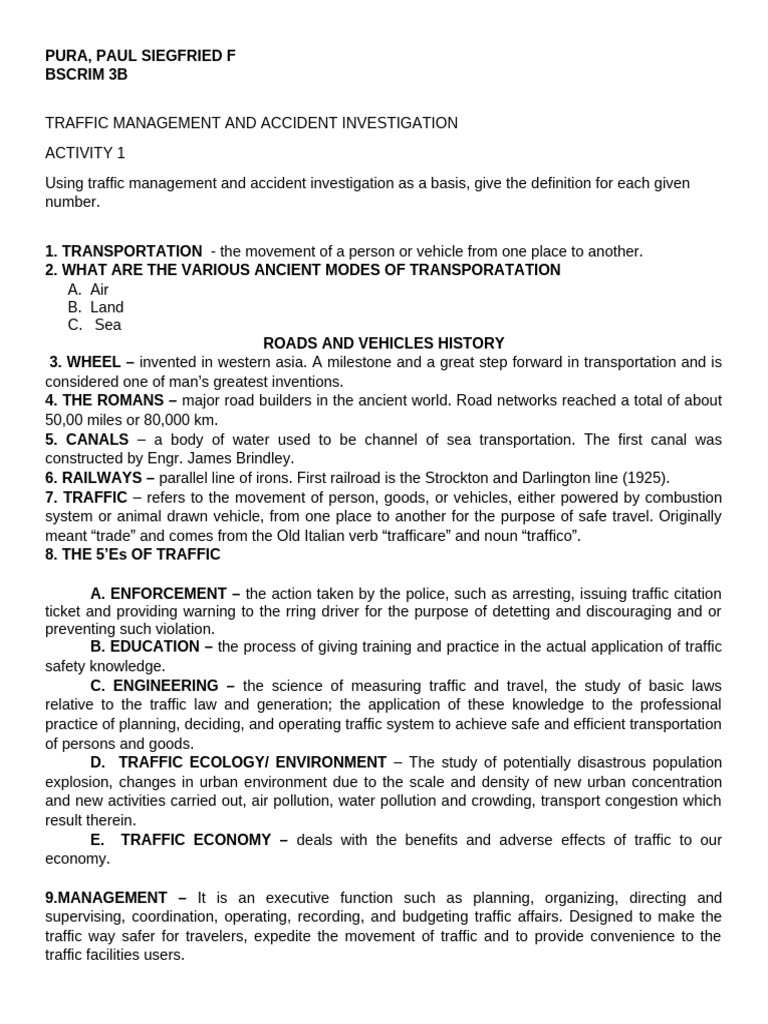 Traffic Management & Accident Investigation Guide | PDF | Traffic | Police