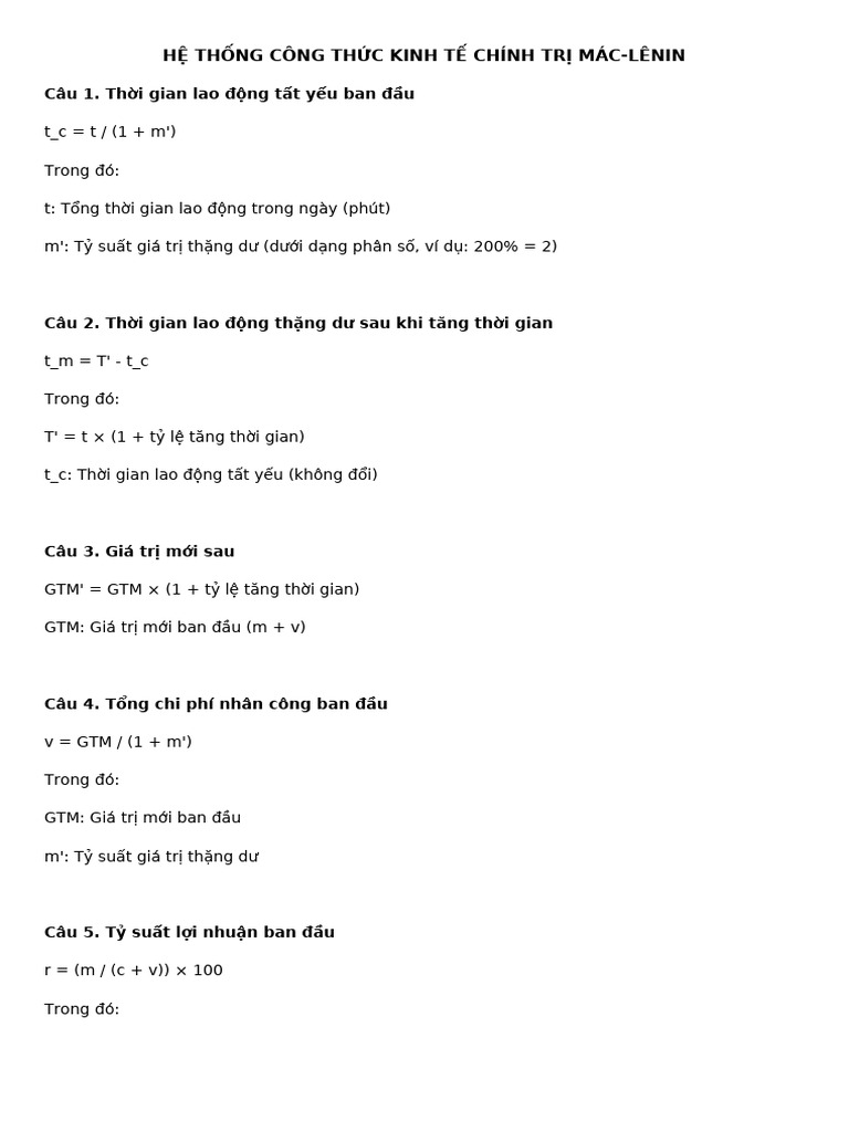 Cong Thuc KTCT Mac Lenin | PDF