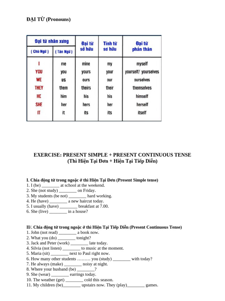 2.3 Ex Present Simple + Present Continuous | PDF