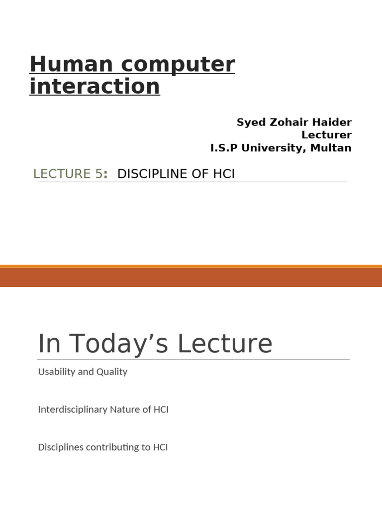 L4 Discipline of HCI | PDF | Human–Computer Interaction | Psychology