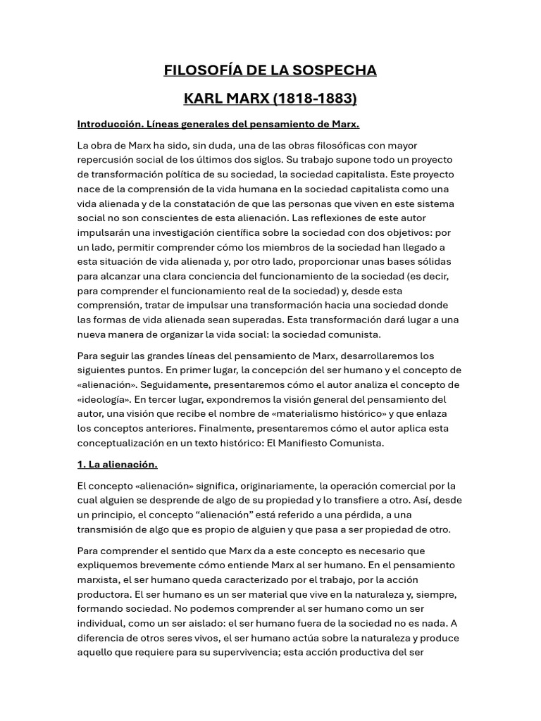 Karl Marx | PDF | La teoría de la alienación de Marx | Karl Marx