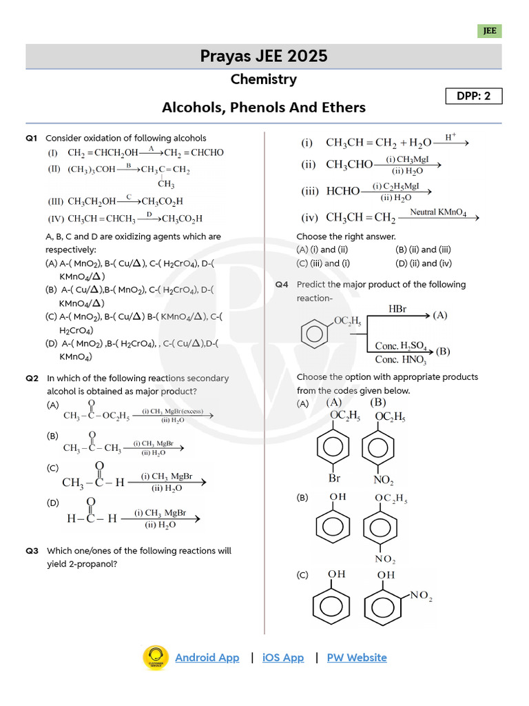 Alcohols, Phenols and Ethers | PDF | Chemistry | Organic Chemistry