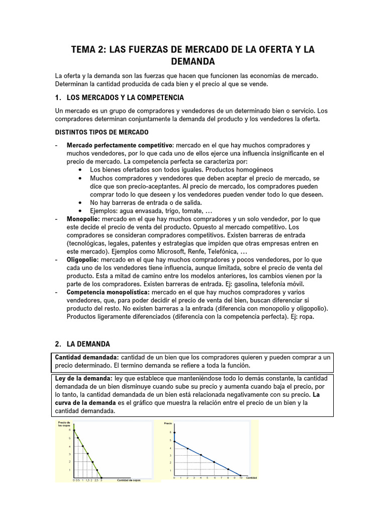 Teoría Tema 2 (Intro I) | PDF | Oferta (economía) | Mercado (economía)