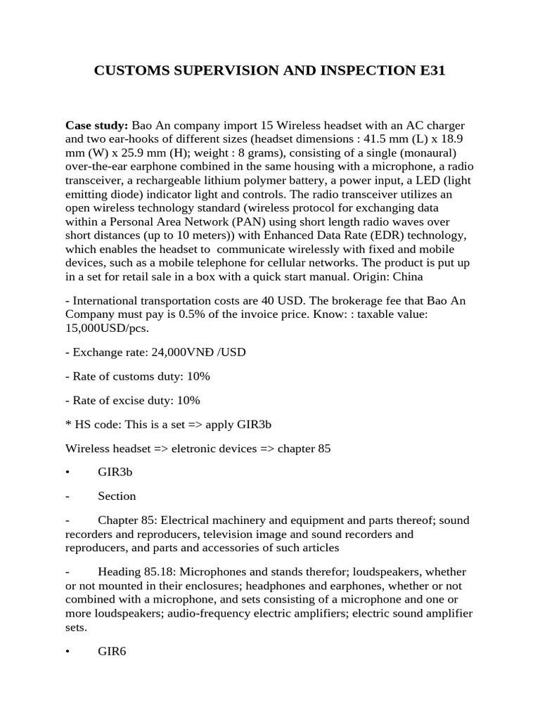 Customs Supervision and Inspection E31 | PDF | Invoice | Customs