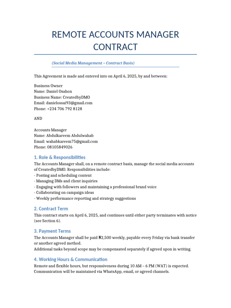 Remote Contract CreatedbyDMO | PDF